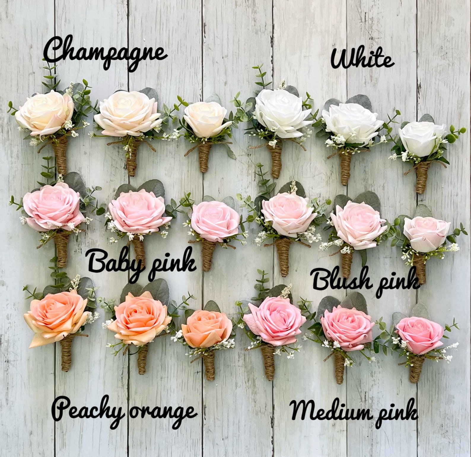 Boho Rose Boutonniere With Eucalyptuspeach Orange Realistic - Etsy
