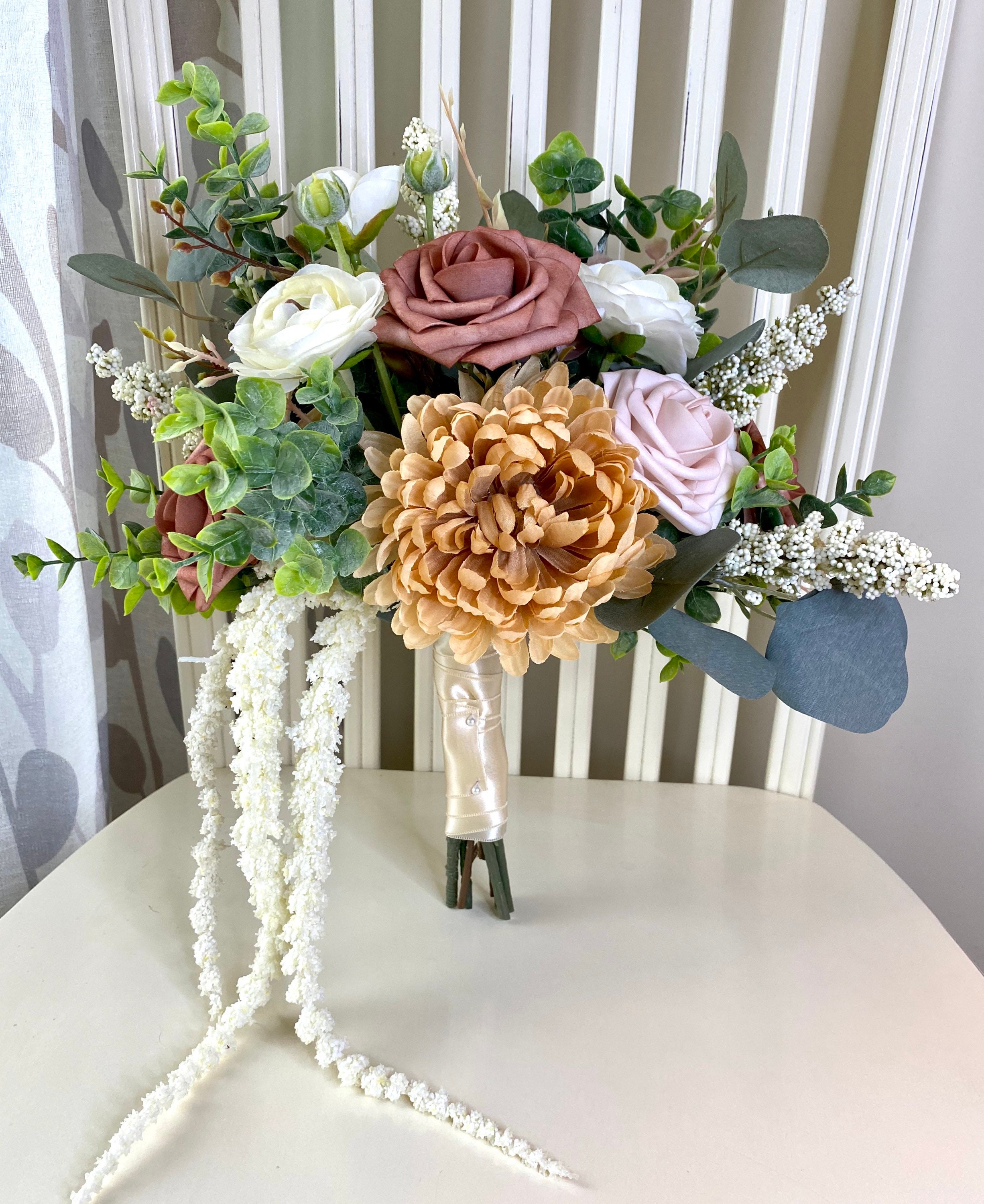 Hanging Amaranthus Bridal Bouquet Ready to Ship Taupe Rust - Etsy
