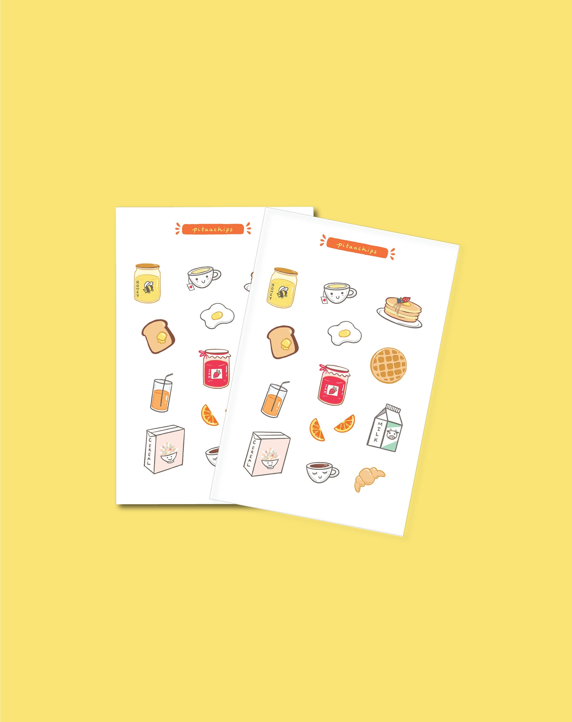 Cute Breakfast Sticker Sheet - Kawaii Breakfast Stickers - Etsy