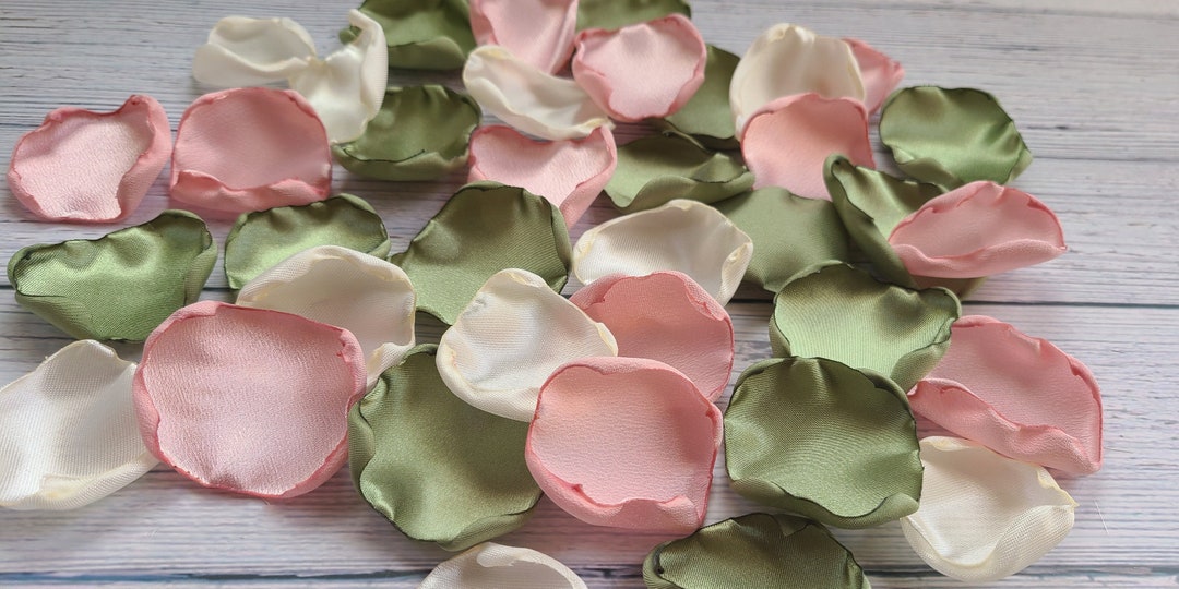 Sage Green Rose Petals Rose Gold Wedding Decor Ivory Flower Girl Petals ...