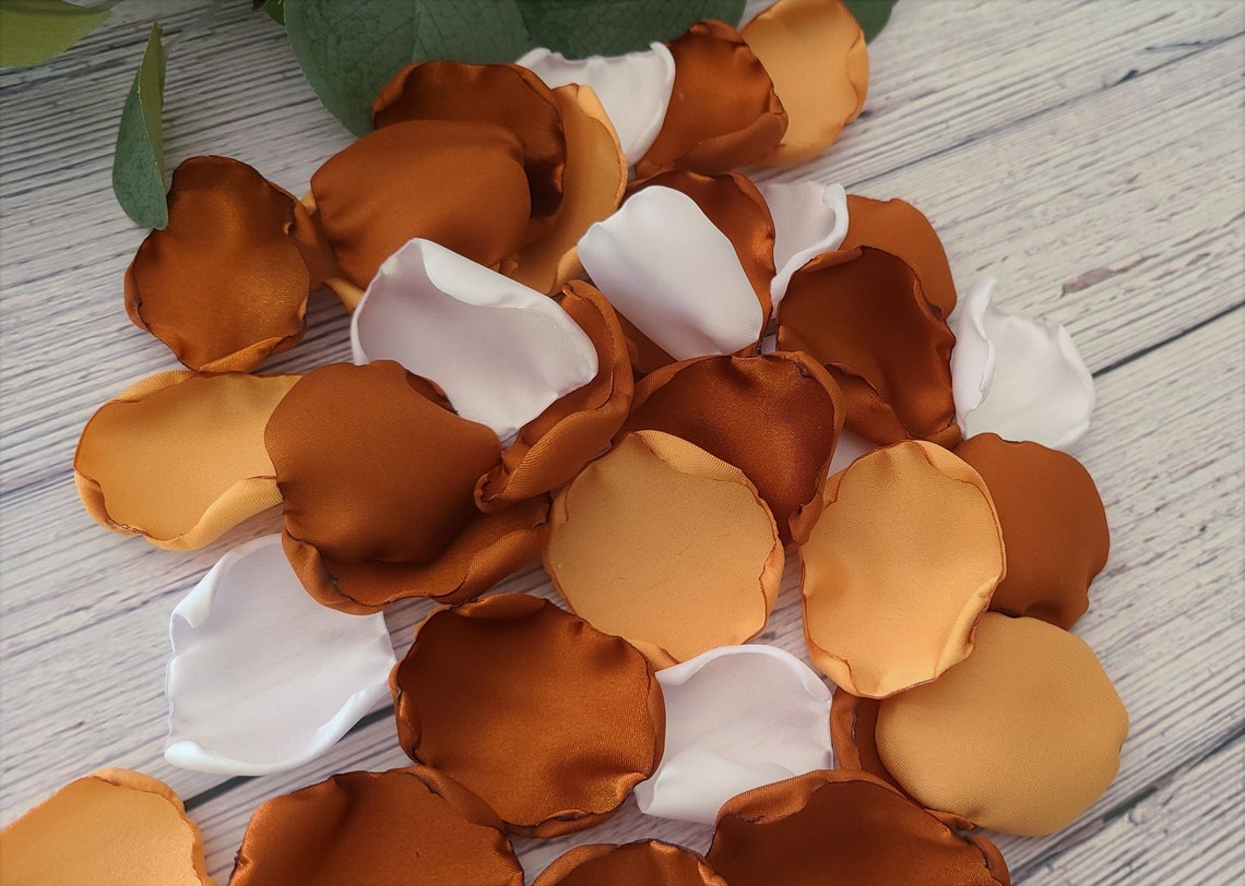 Mustard Yellow Rose Petals Burnt Orange Rust Flower Girl | Etsy