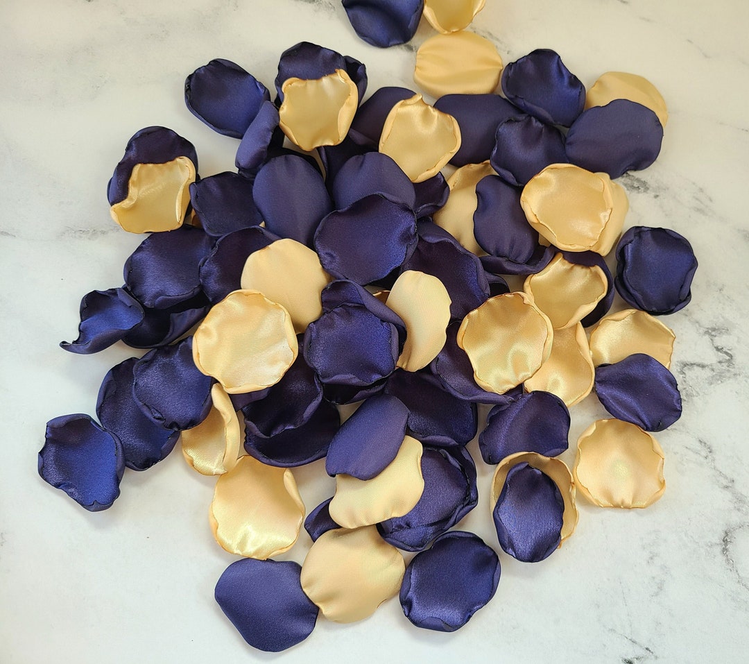 Navy Blue Wedding Decor, Gold Flower Petals, Wedding Aisle Decor, Rose ...
