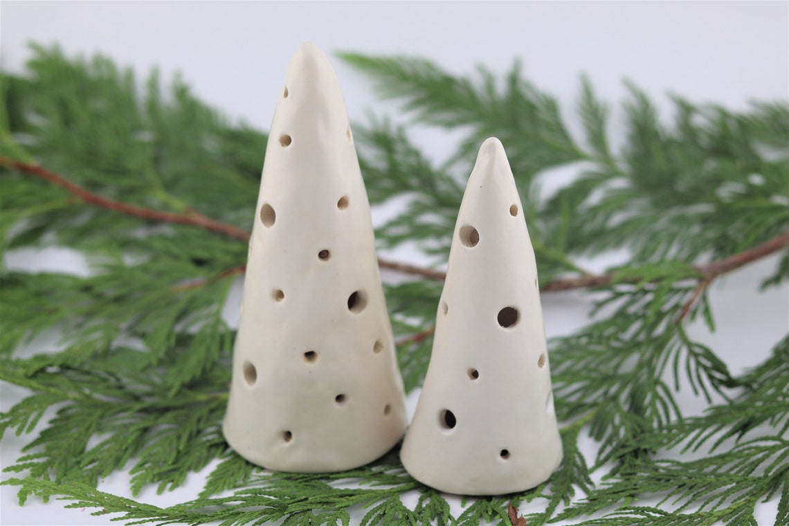 White Ceramic Trees Handmade Pottery Christmas Tree Set - Etsy
