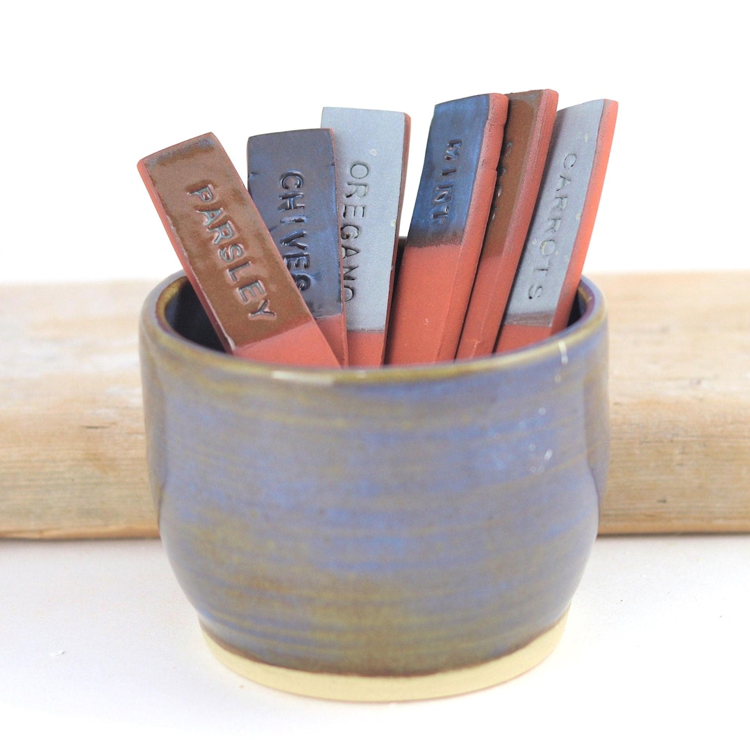 Handmade Ceramic Herb Garden Markers: Colorful Plant Tags - Etsy