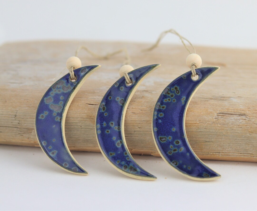 Handmade Ceramic Crescent Moon Ornament, Moon Phase Ornament, Handmade ...