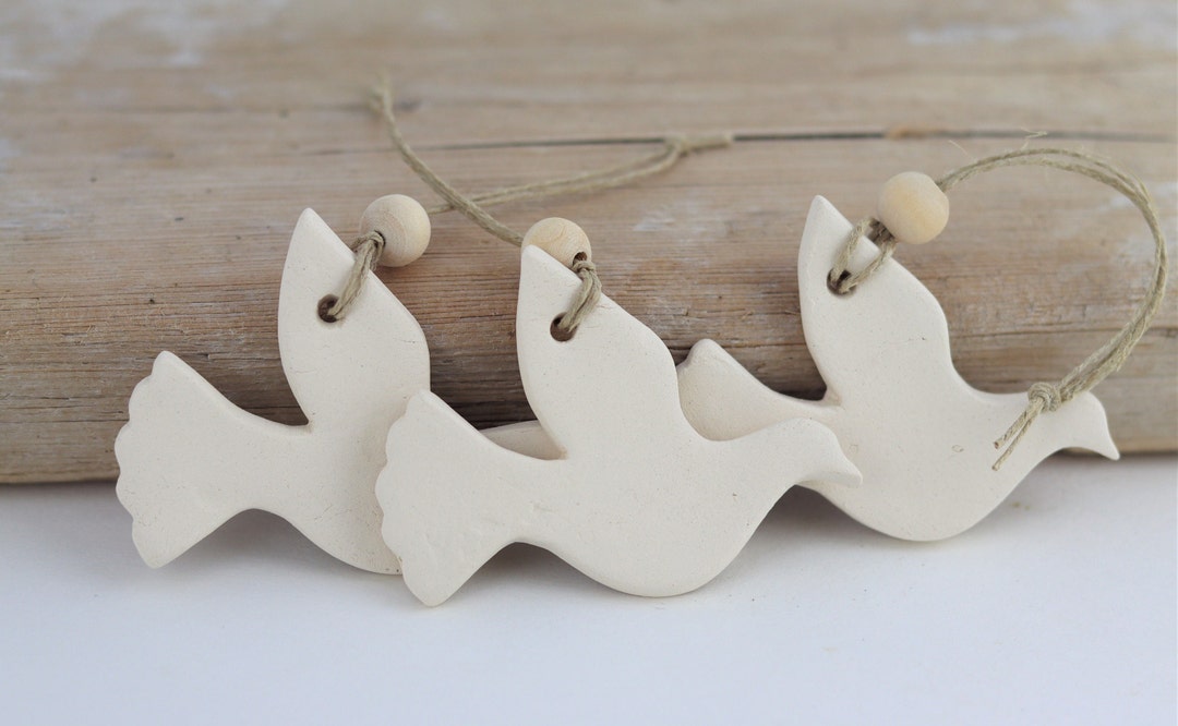 Ceramic Dove Ornament Set of 3, Ceramic Christmas Ornaments, Dove ...