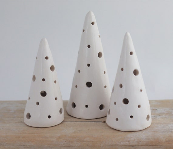 White Ceramic Trees Handmade Pottery Christmas Tree Set - Etsy