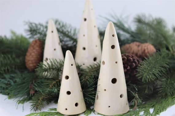 White Ceramic Trees Handmade Pottery Christmas Tree Set - Etsy