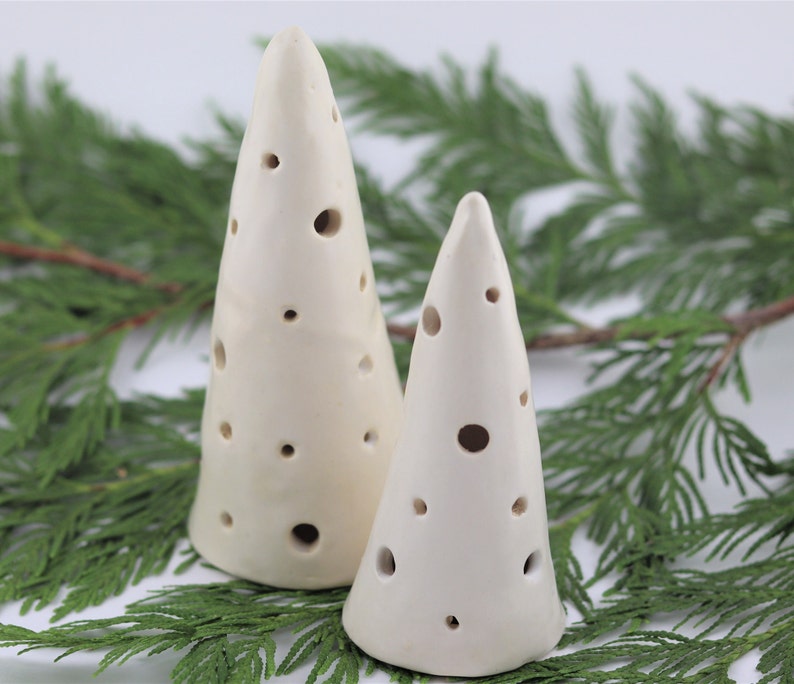 White Ceramic Trees Handmade Pottery Christmas Tree Set - Etsy