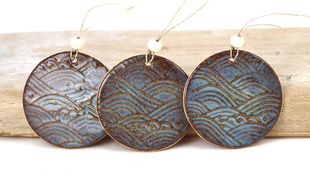 Ocean Wave Ornament, Ceramic Tree Ornament, Ceramic Christmas Ornament ...