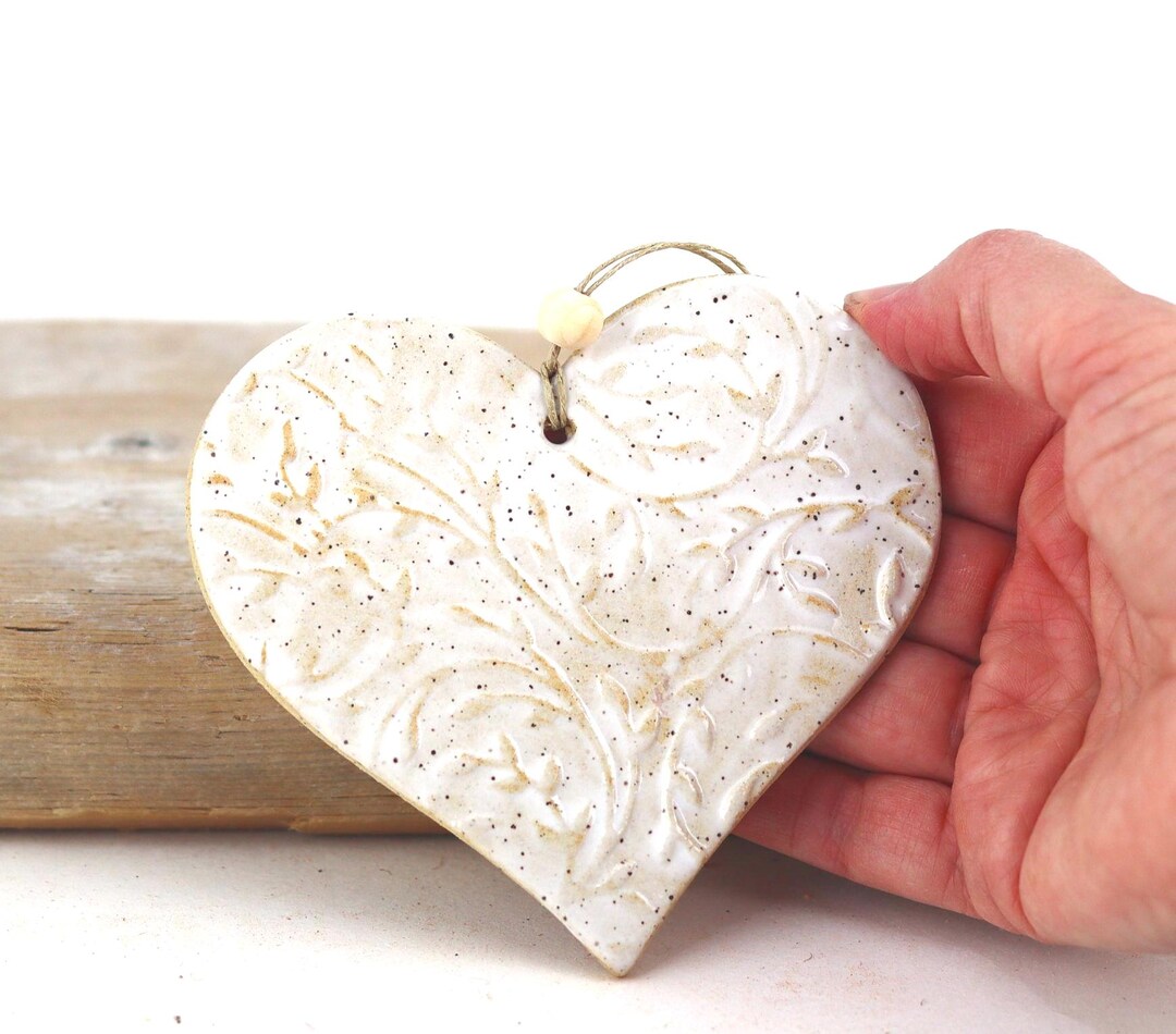 Handmade Ceramic Heart Ornament, Rustic Christmas Decor - Etsy