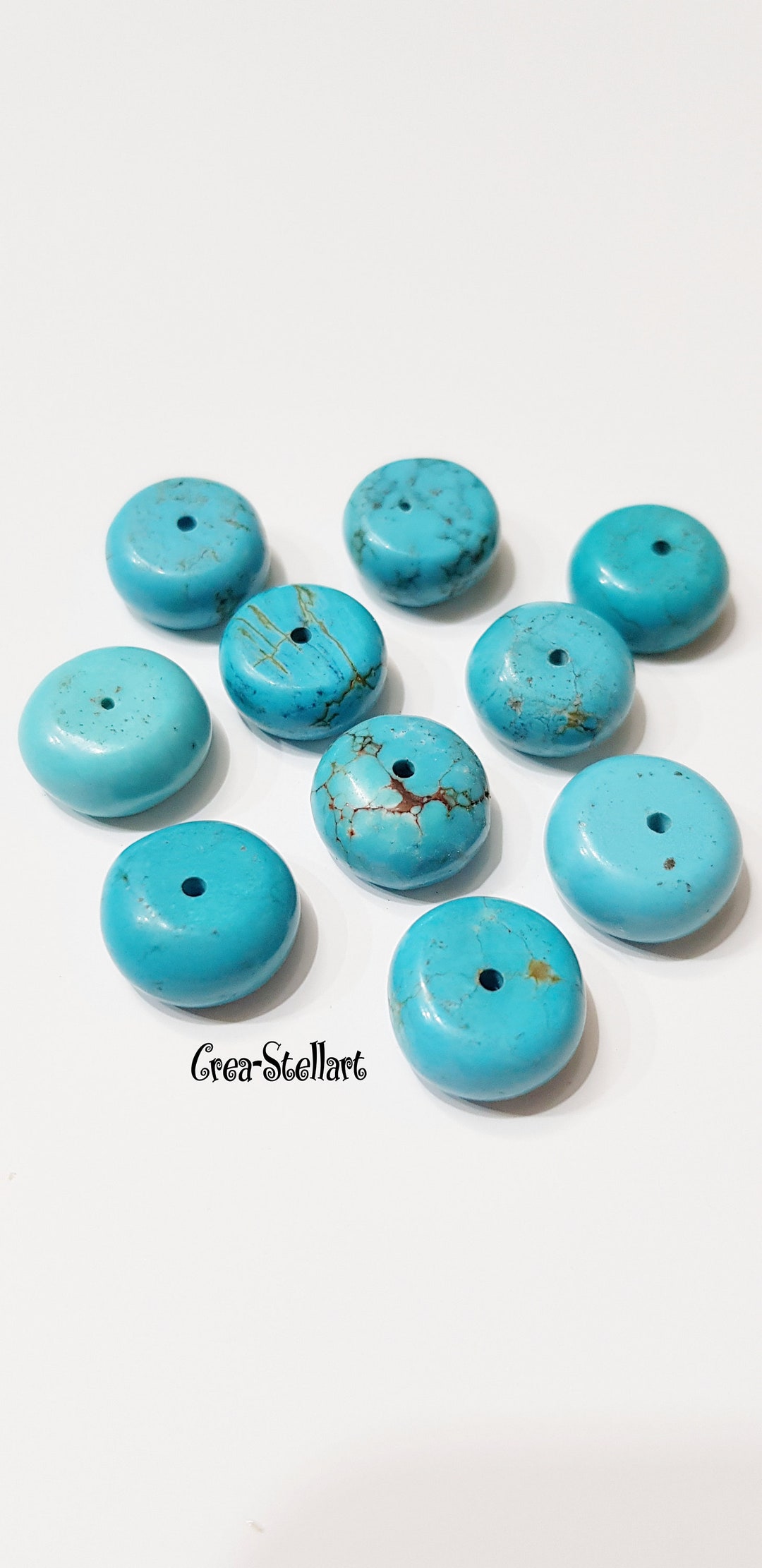 Lot of 10 Turquoise Imitation Stones Ready for Threading - Etsy UK