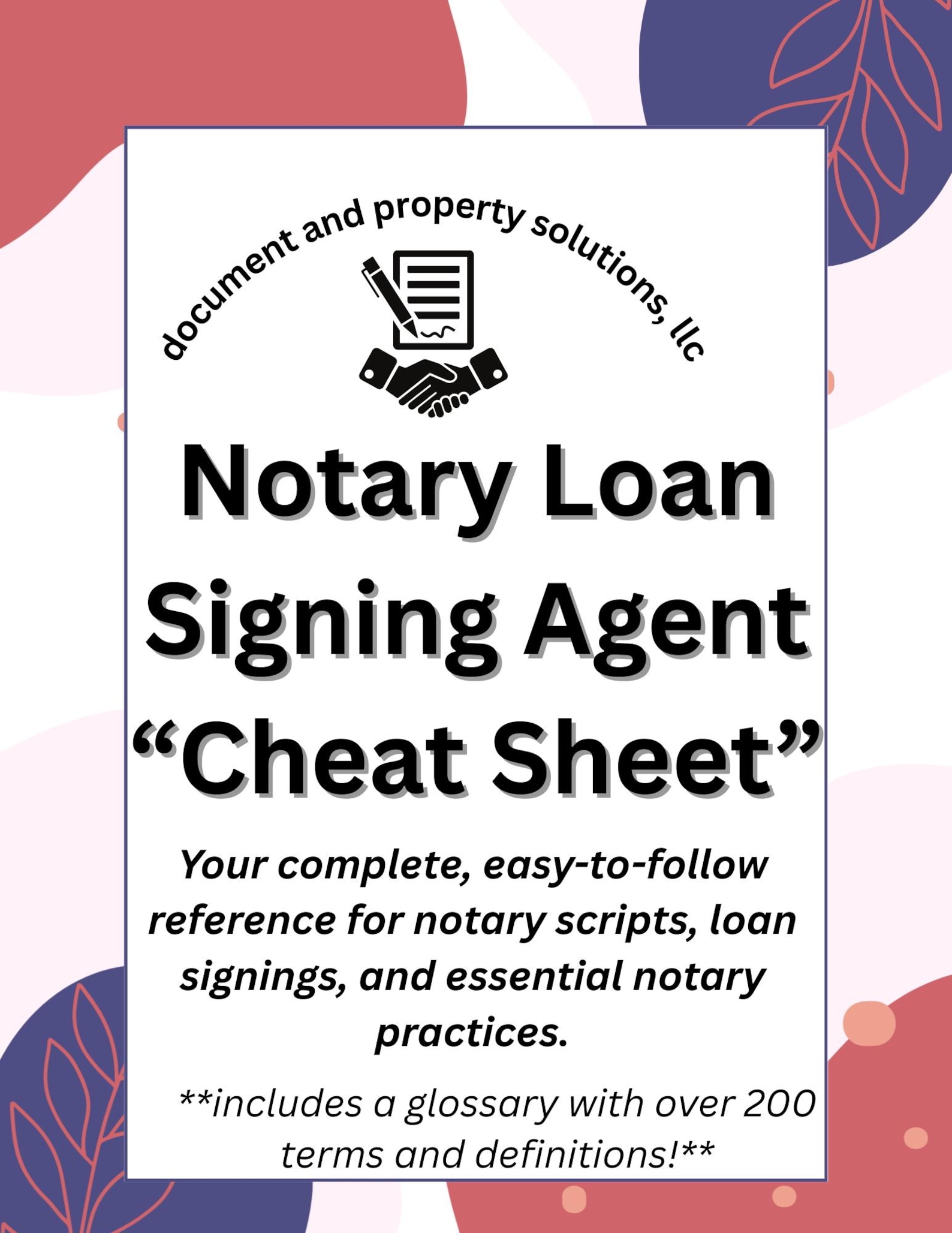 Notary Loan Signing Agent Printable "cheat Sheet" Guideline Book - Etsy