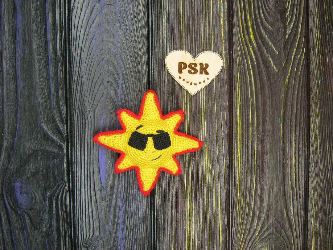 Smiley Sun With Face, Soft Crochet Brooch. Positive Add-on to the Care ...