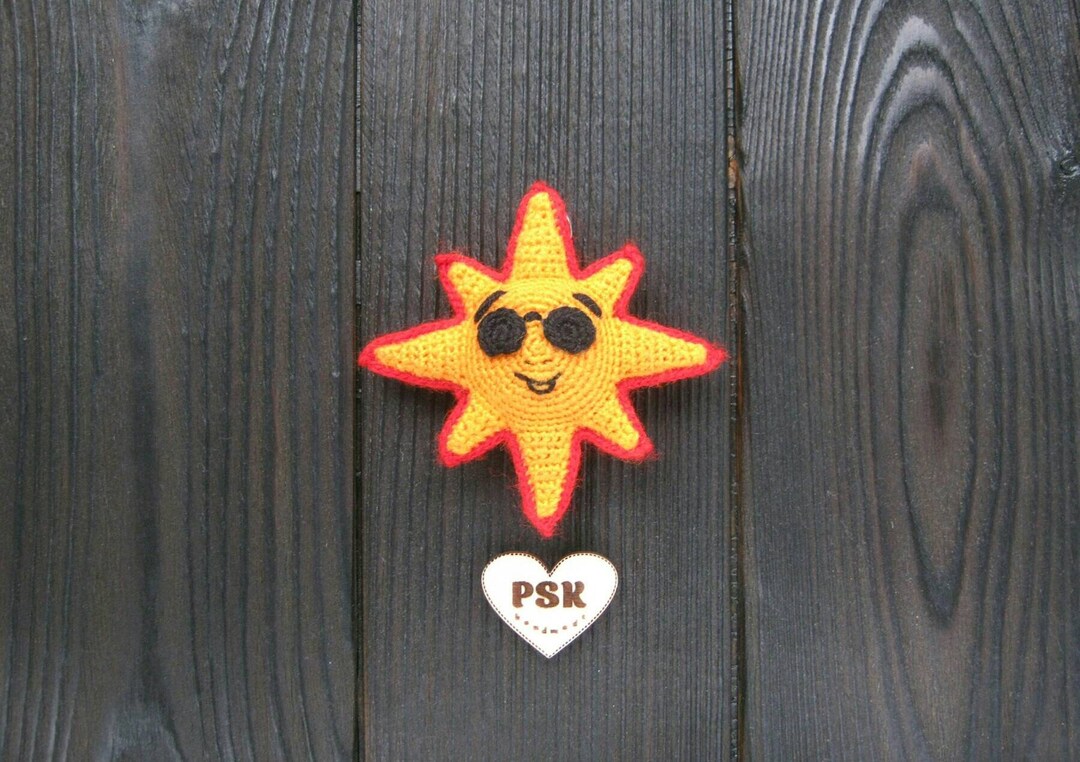 Smiley Sun With Face, Soft Crochet Brooch. Nice Gift for Your Roommate ...