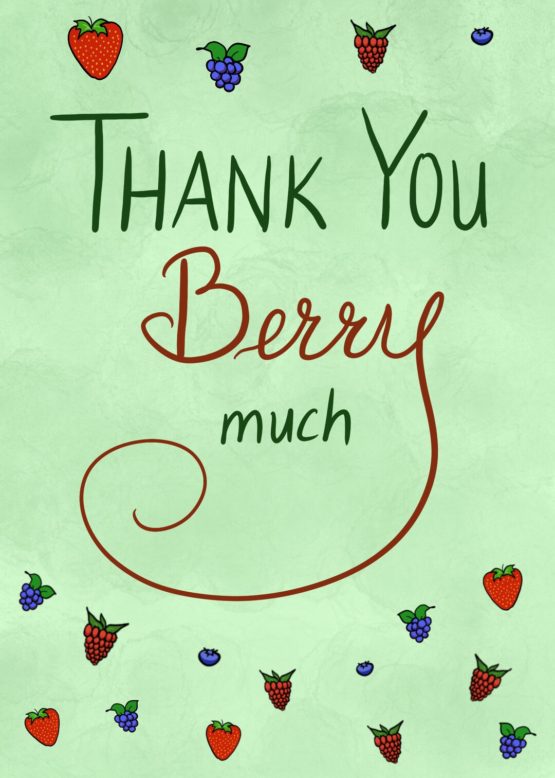 Thank You Berry Much Thank You Card With Fruit Theme, Thank You Card ...