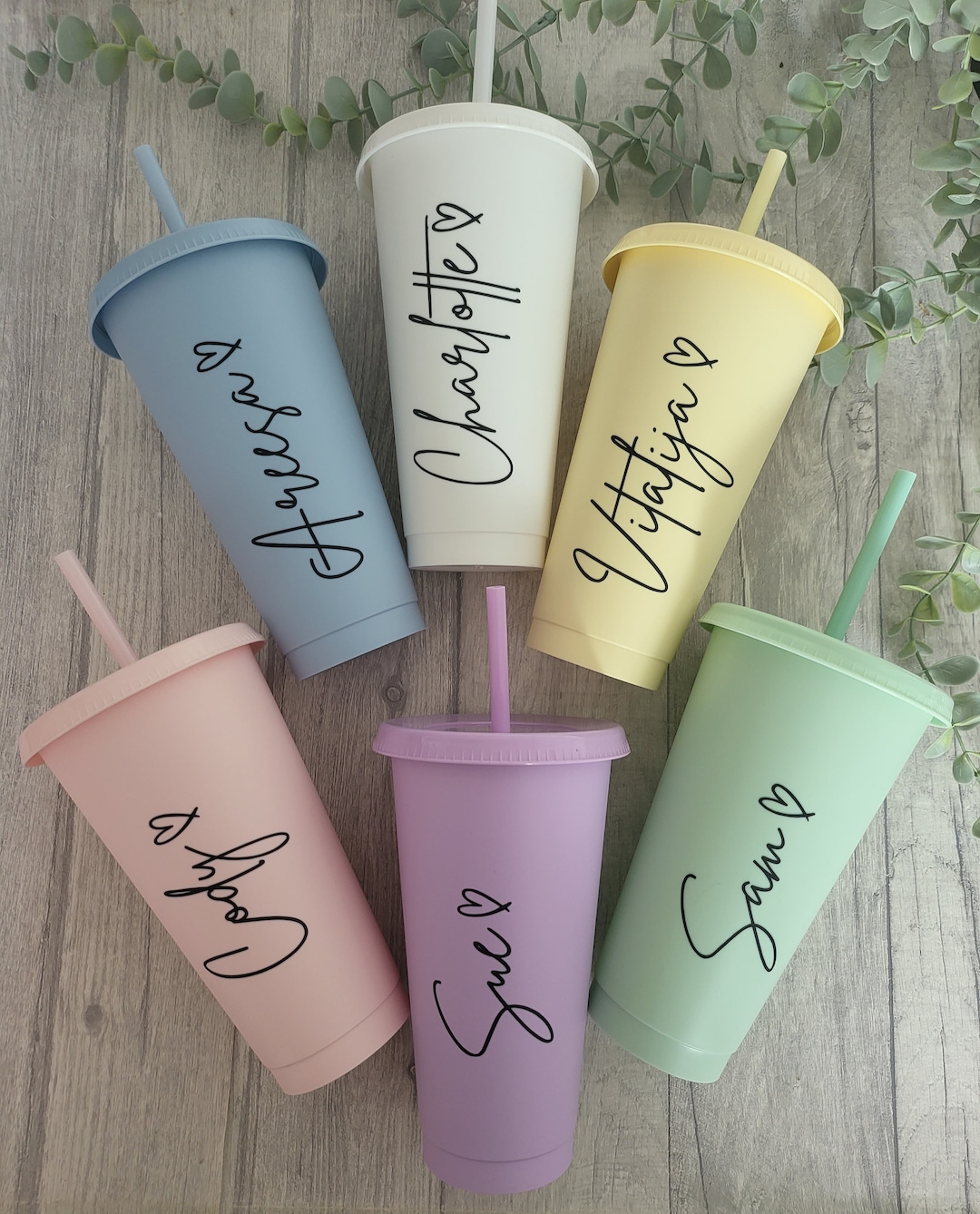 Personalised Pastel Single Walled Cold Cups:wedding, Hen Do, Bridesmaid ...