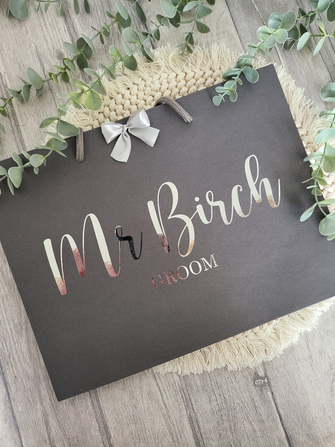 Personalized Grey Gift Bag: Wedding, Birthday, Bridesmaid - Etsy