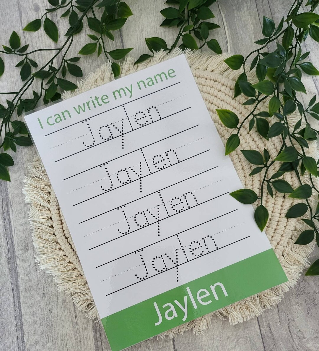 Personalized Name Writing Practice Sheet: Dotted Font, Wipe Clean - Etsy