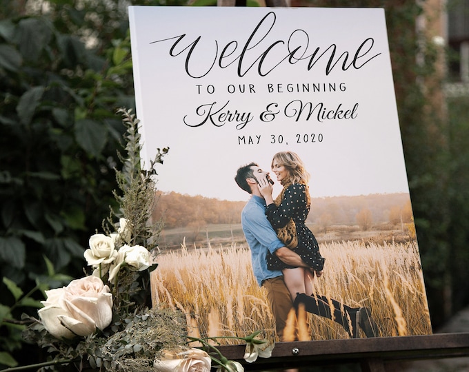 Welcome Sign for Wedding, Groom and Bride Picture Welcome Sign, Custom ...