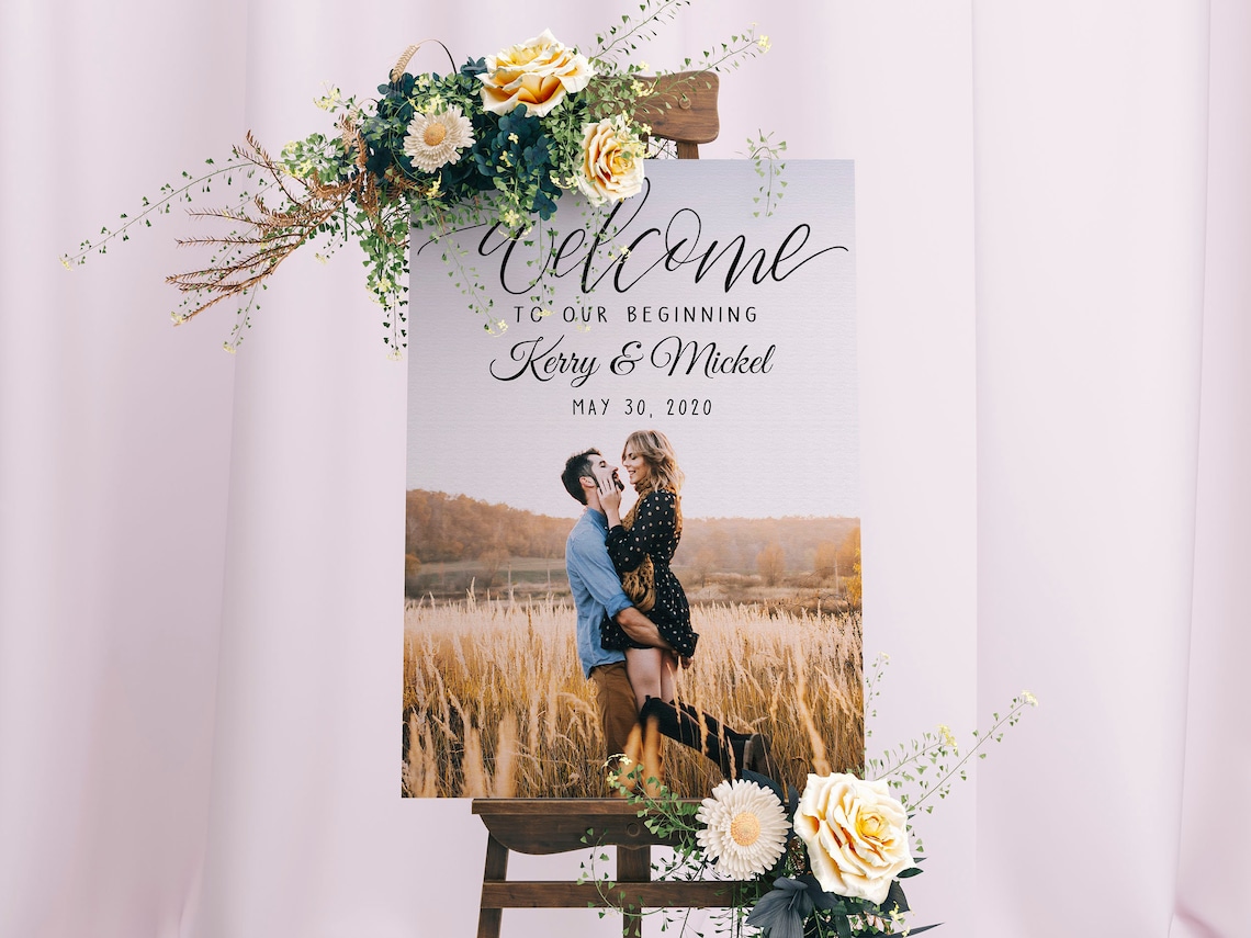 Picture Wedding Sign Canvas Welcome Wedding Sign on Canvas | Etsy