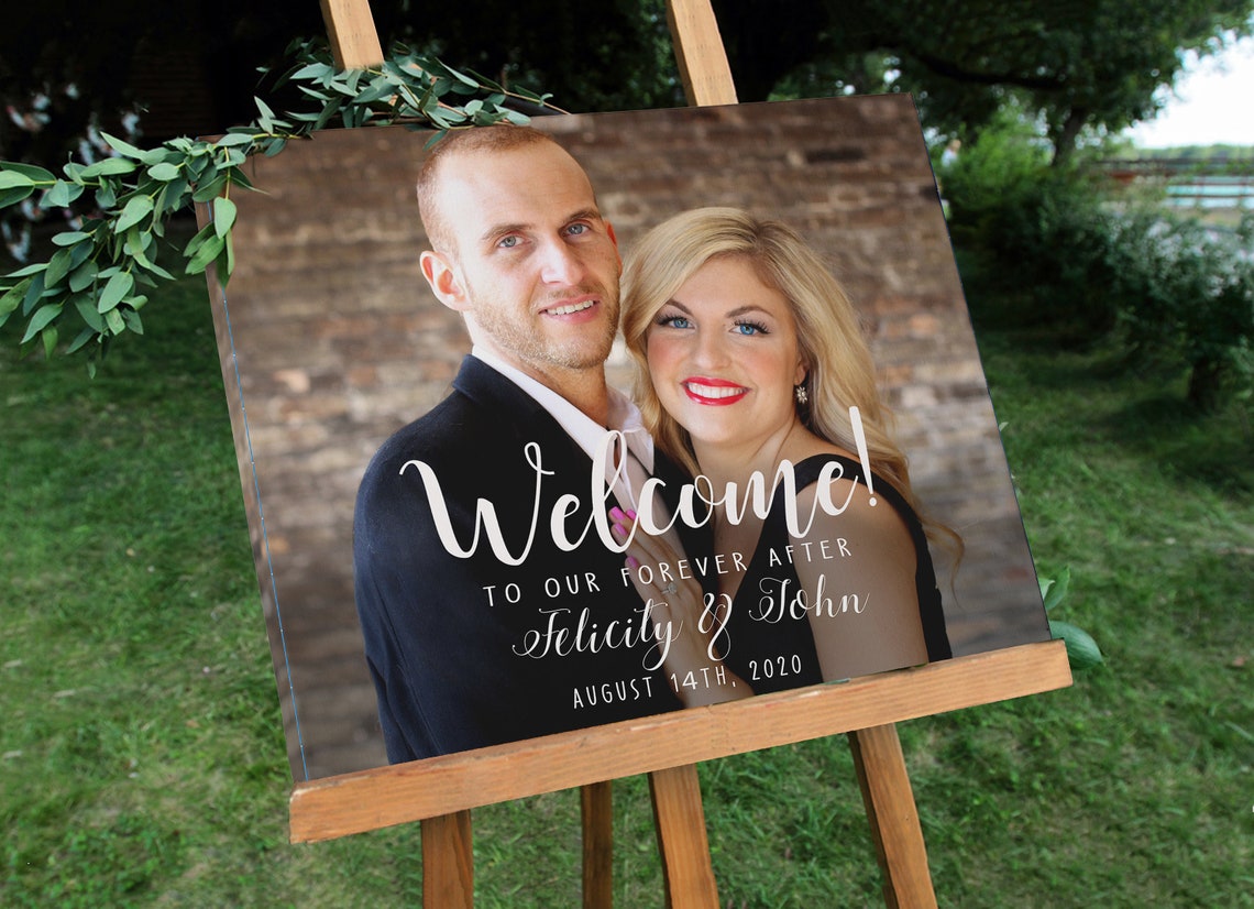 Wedding Welcome Sign Custom Wedding Sign With Picture | Etsy