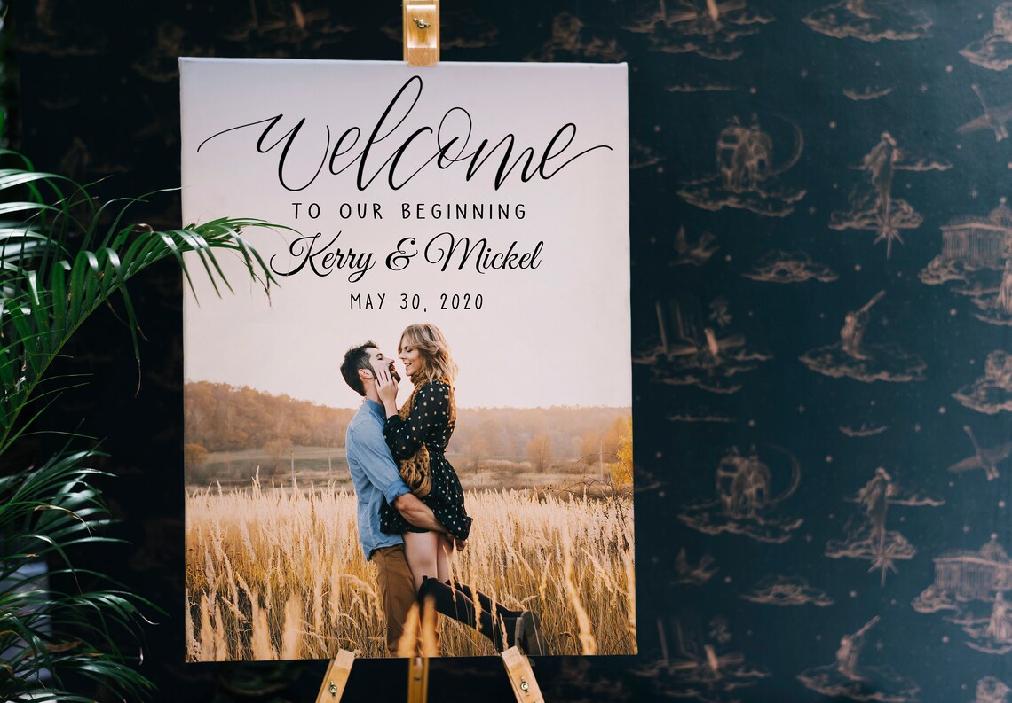 Picture Wedding Sign Canvas Welcome Wedding Sign on Canvas | Etsy