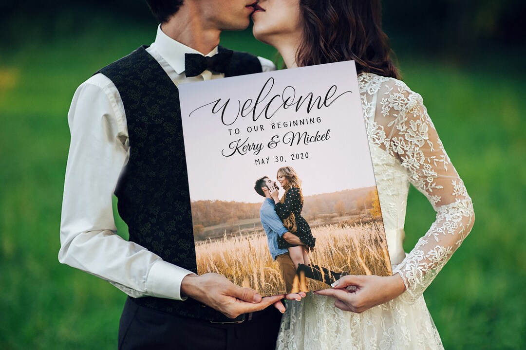 Welcome Sign With Photo Bride and Groom Gift Photo Welcome - Etsy