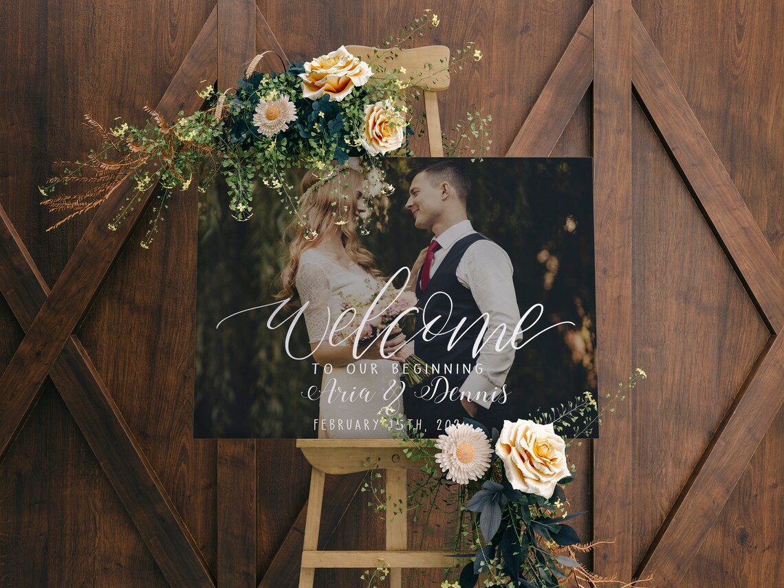 Wedding Welcome Sign Custom Wedding Sign With Picture | Etsy
