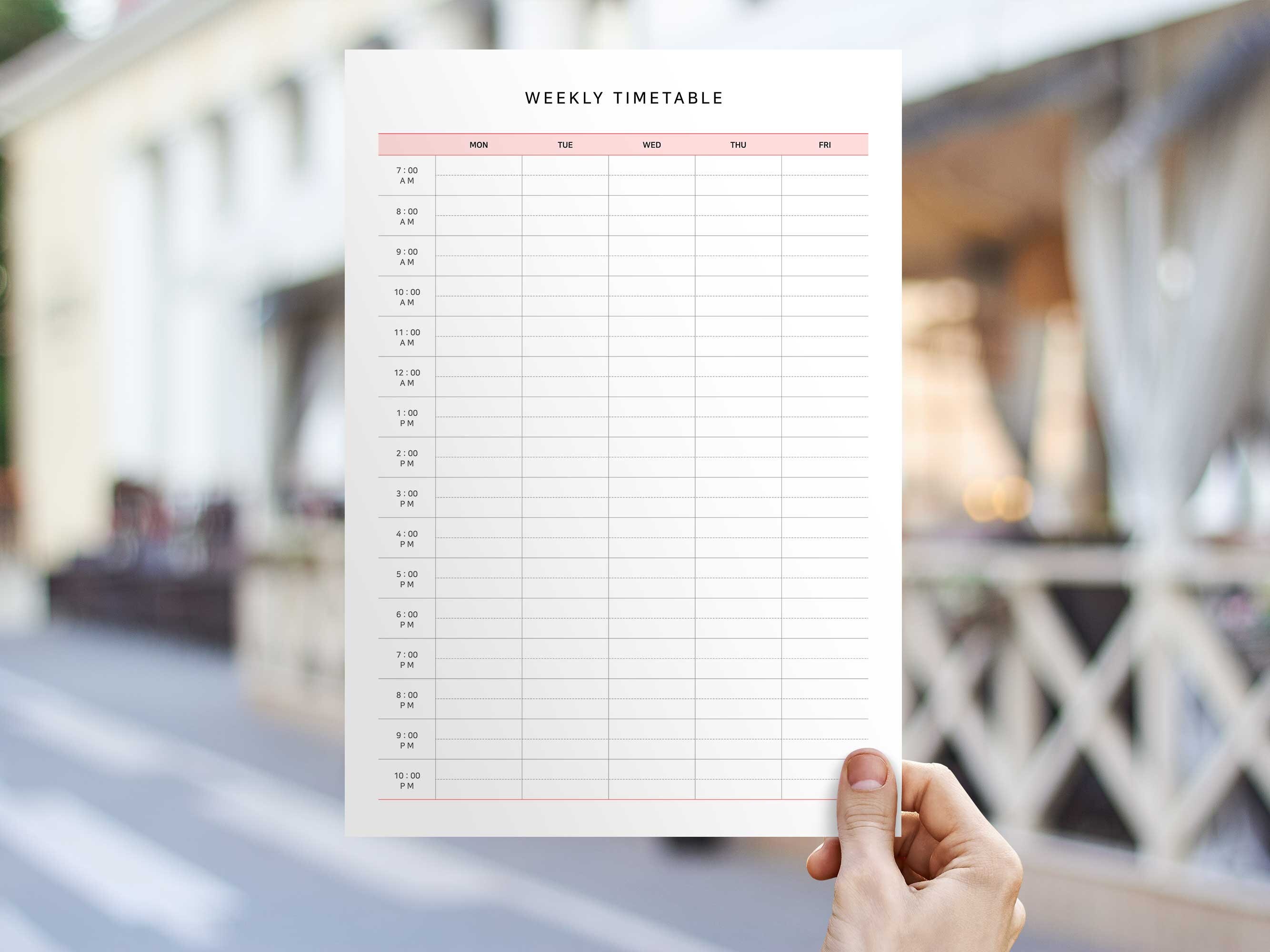 Weekly Timetable Printable Weekly Schedule Weekly Plan - Etsy