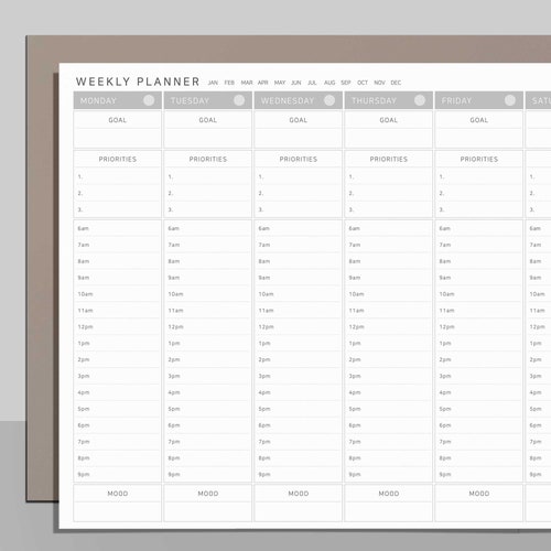 Weekly Hourly Planner Printable Weekly Schedule Daily - Etsy