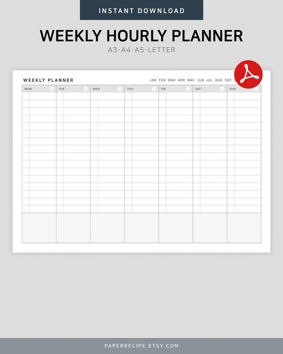 Weekly Hourly Planner Printable Time Schedule Weekly - Etsy