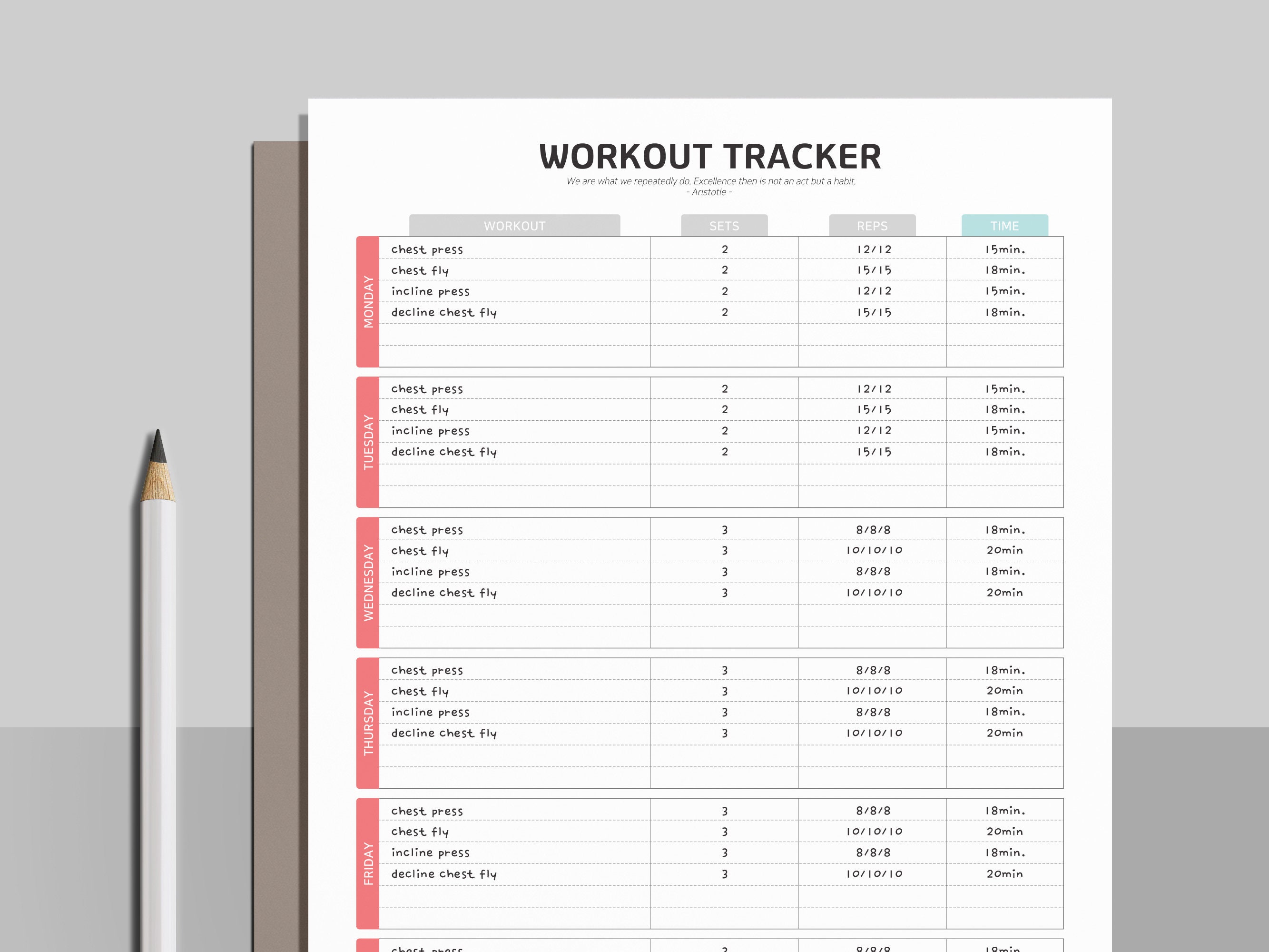 Printable Workout Tracker Fitness Tracker Workout Planner - Etsy UK