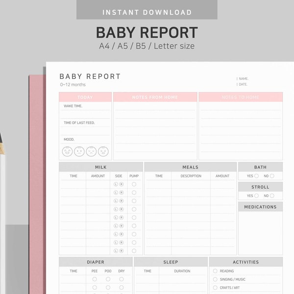 Infant Daily Report - Etsy