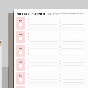 Printable Weekly Planner Sheet Weekly Organizer Undated - Etsy