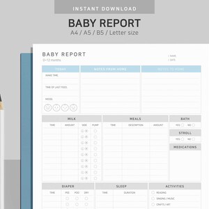 Daily Baby Report Sheet Printable Infant Report Baby Care - Etsy