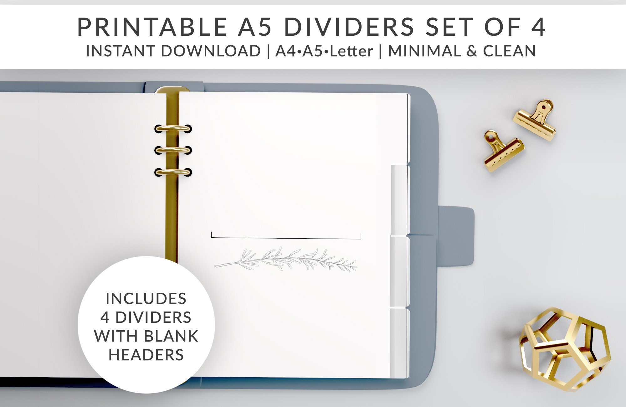 Paper Calendars & Planners Printable A5 Dividers Monthly Dividers Day ...