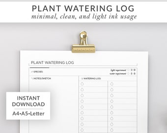 Plant Watering Printable - Etsy