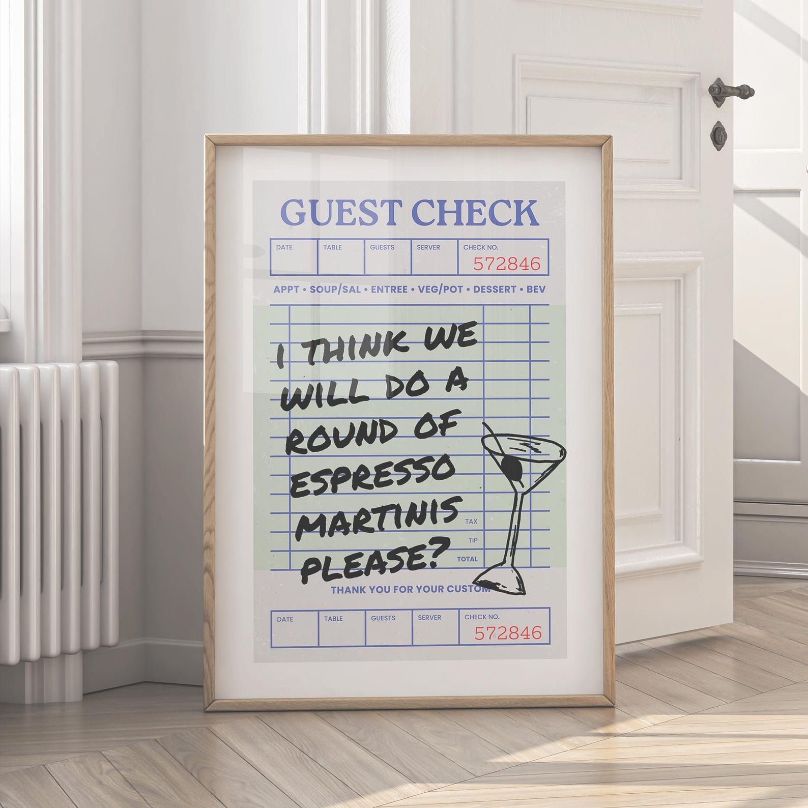 Espresso Martini Print - Retro Guest Check Art | Printable Cocktail ...