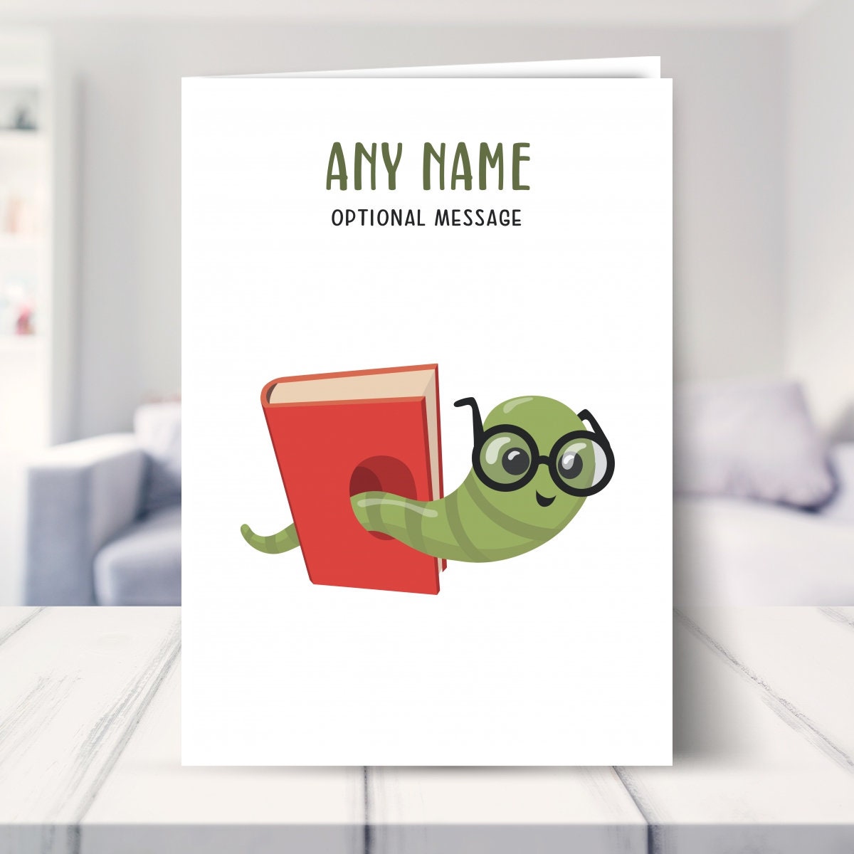 Personalised Teacher Thank you Card Bookworm in a Book For | Etsy