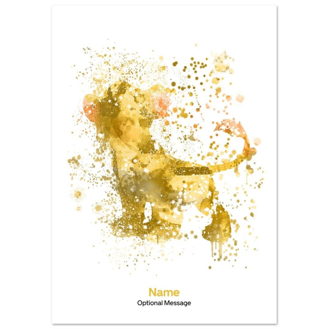Personalised Simba Poster for Kids Bedroom the Lion King Print With ...