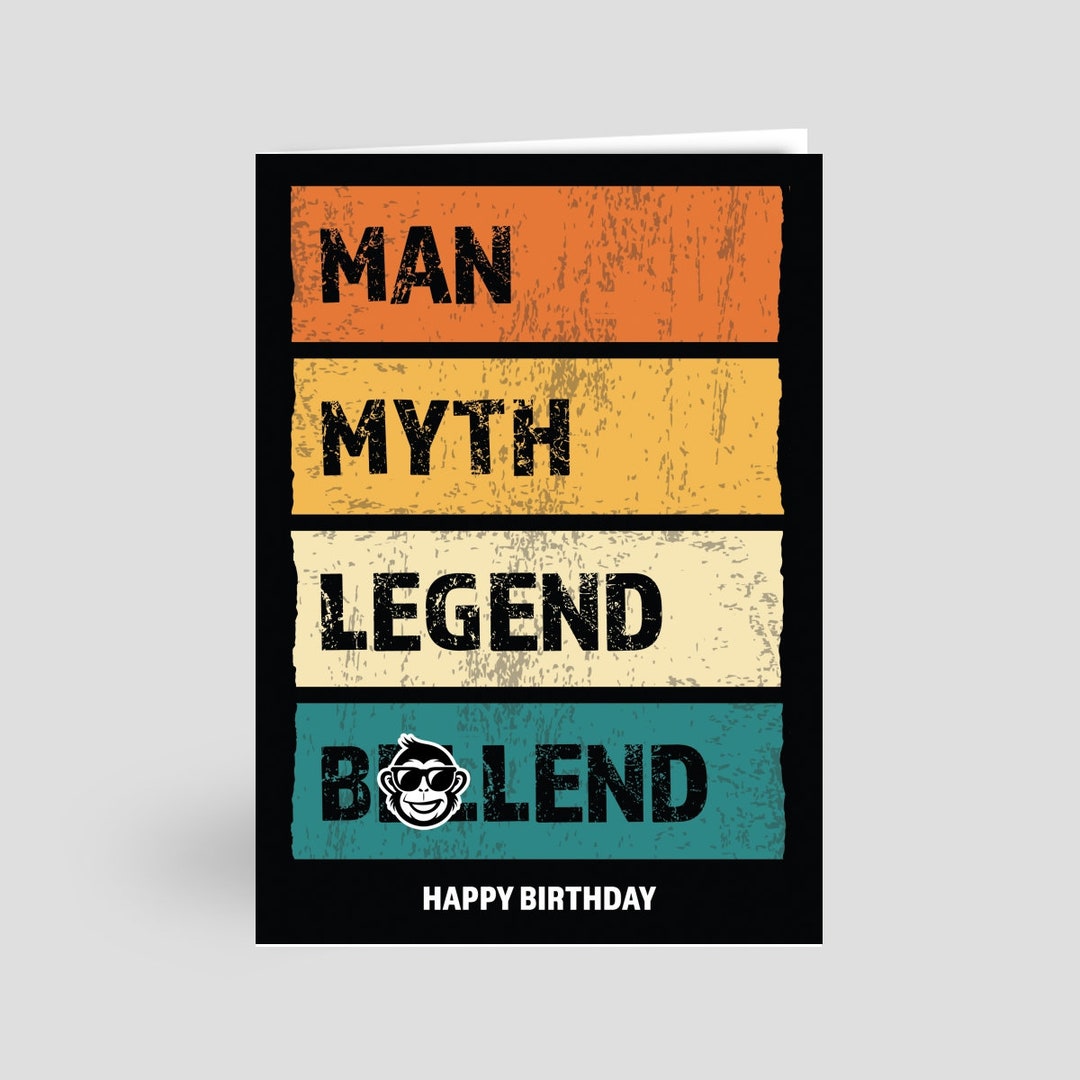 Funny Friend Birthday Cards Man Myth Legend Bellend Happy - Etsy