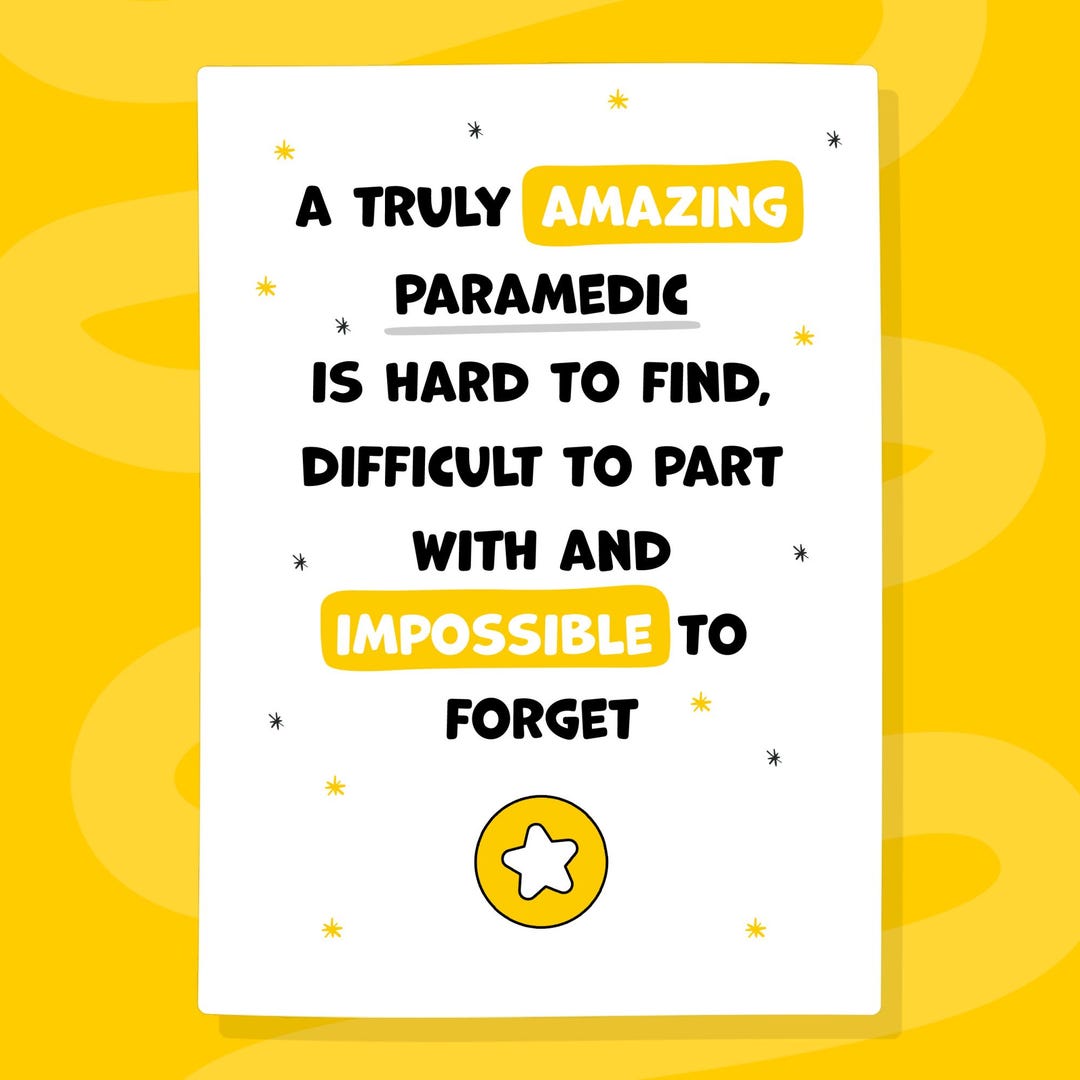 Paramedic Thank You Card Impossible to Forget Appreciation Card for ...