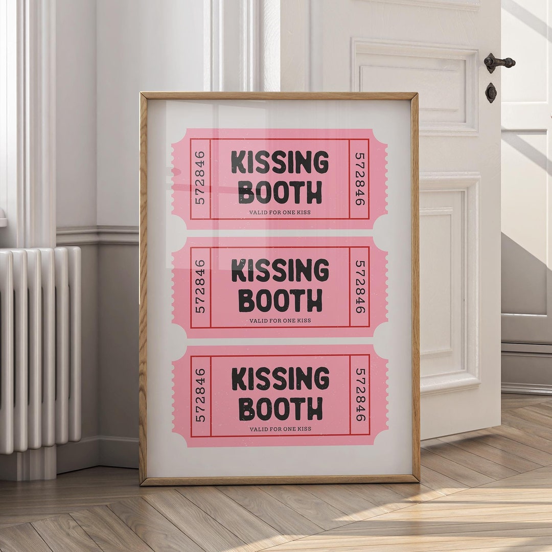 Kissing Booth Ticket - Valentine Printable & Trendy Wall Art - Pink ...