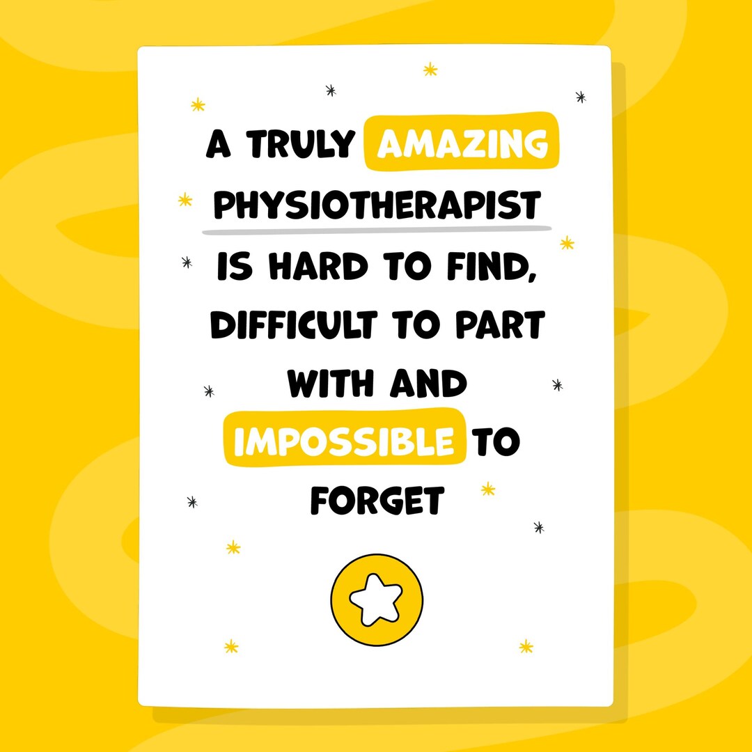Physiotherapist Thank You Card Impossible to Forget Appreciation Card ...