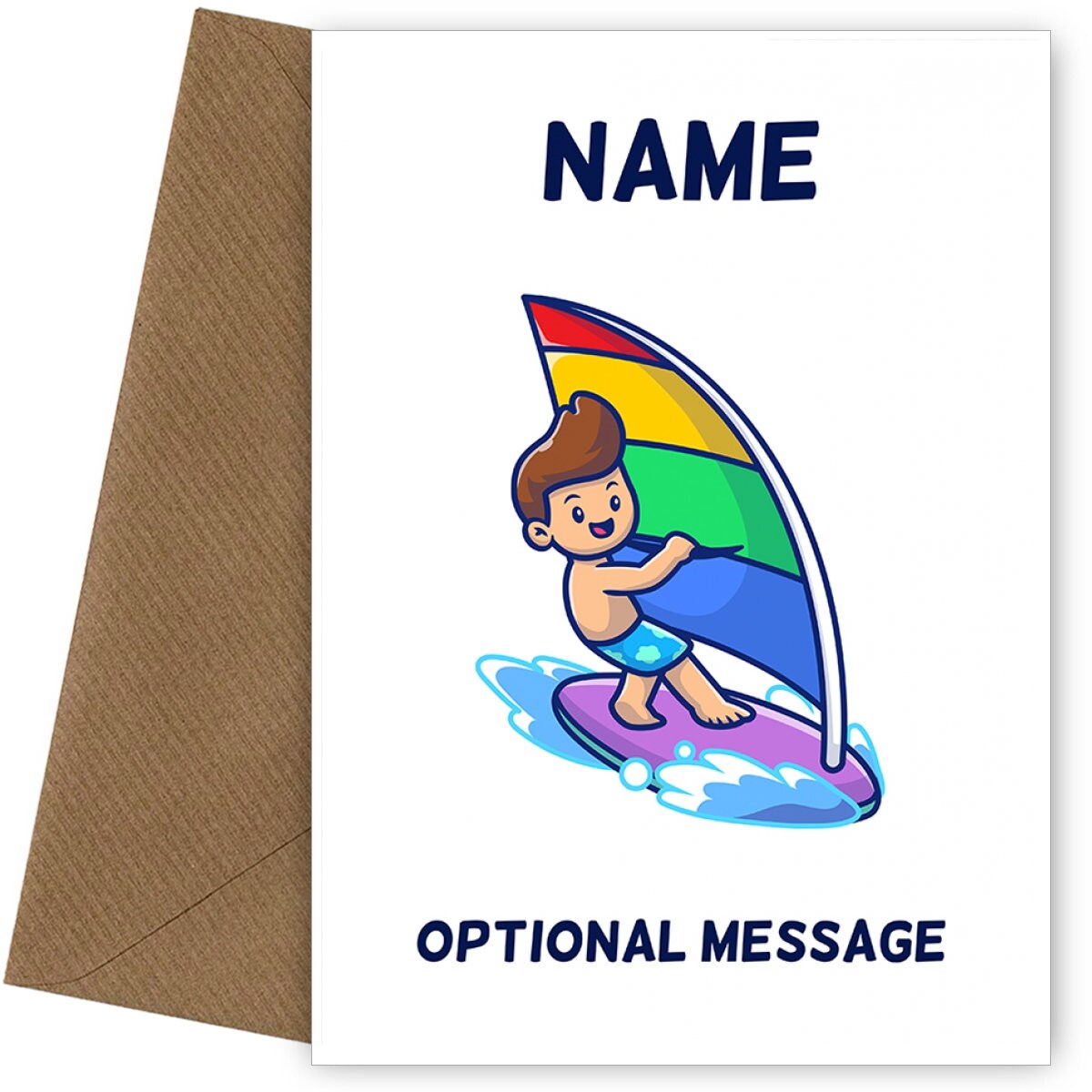Personalised WINDSURFING Birthday Card for Boys. Perfect for a | Etsy