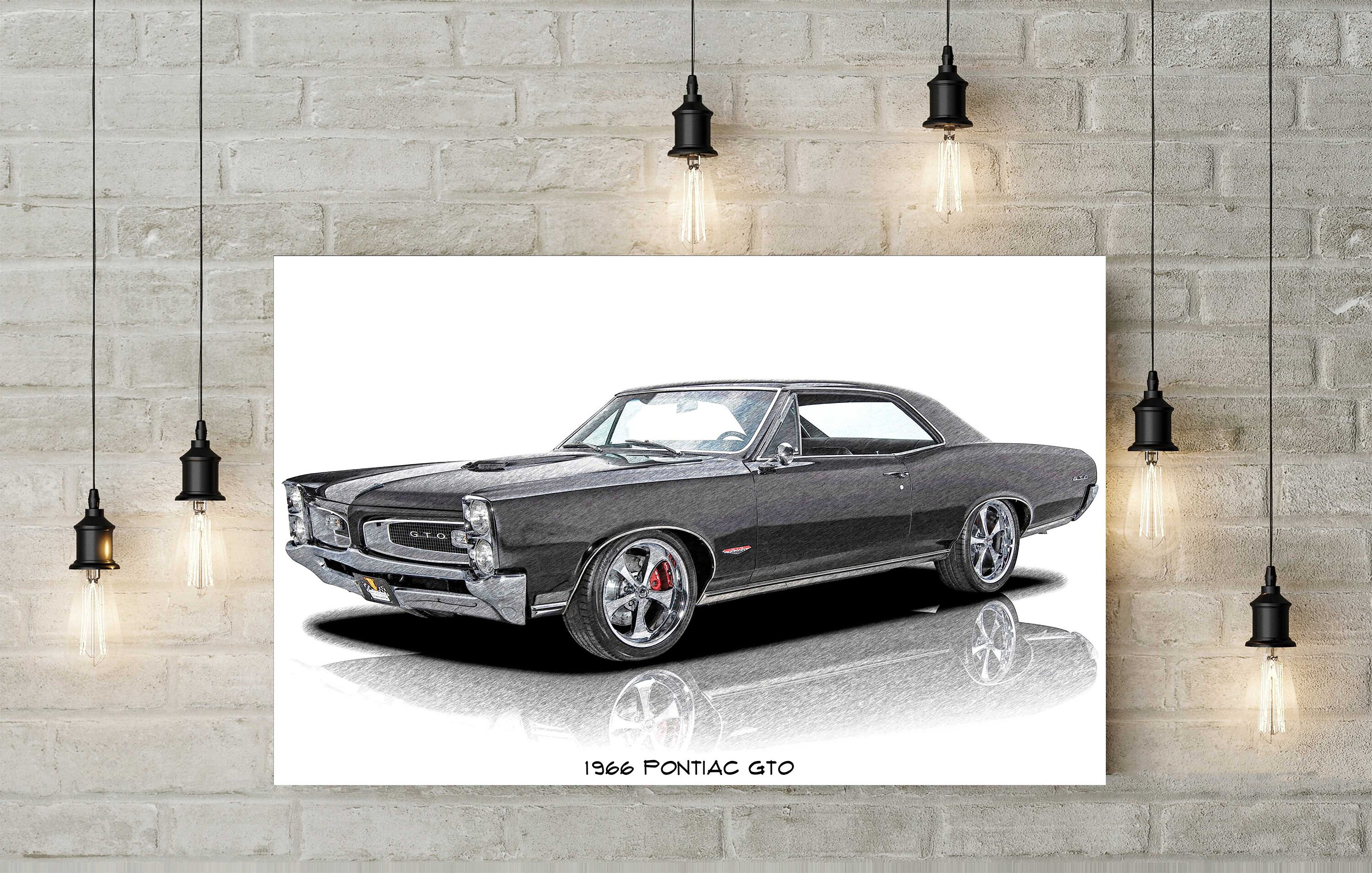 1966 Pontiac GTO Colored Pencil Drawing Style 11x17 Poster | Etsy
