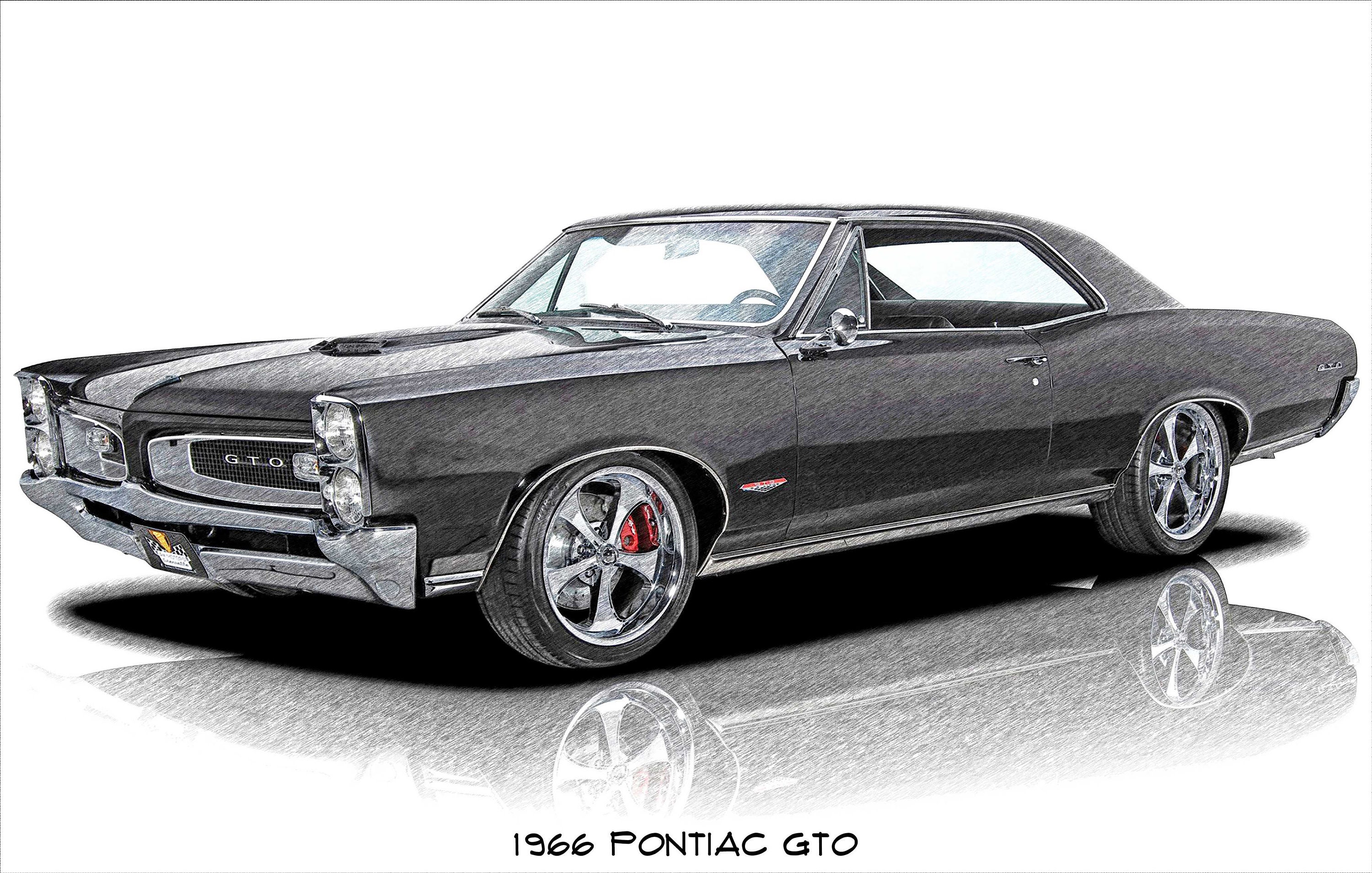 1966 Pontiac GTO Colored Pencil Drawing Style 11x17 Poster | Etsy