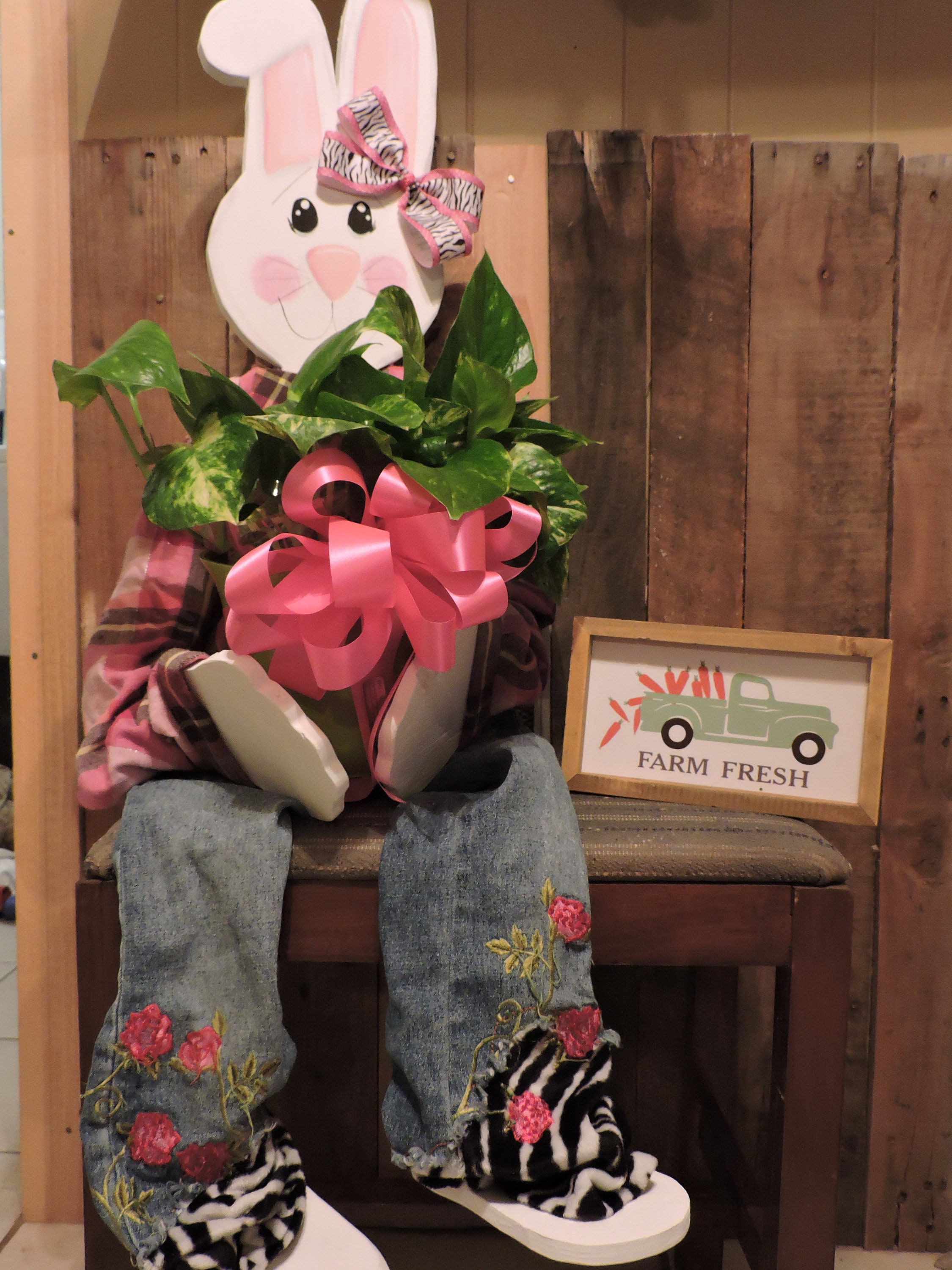 Girl Spring Easter Bunny Porch Sitter Home Decor, DIY Outdoor Spring ...