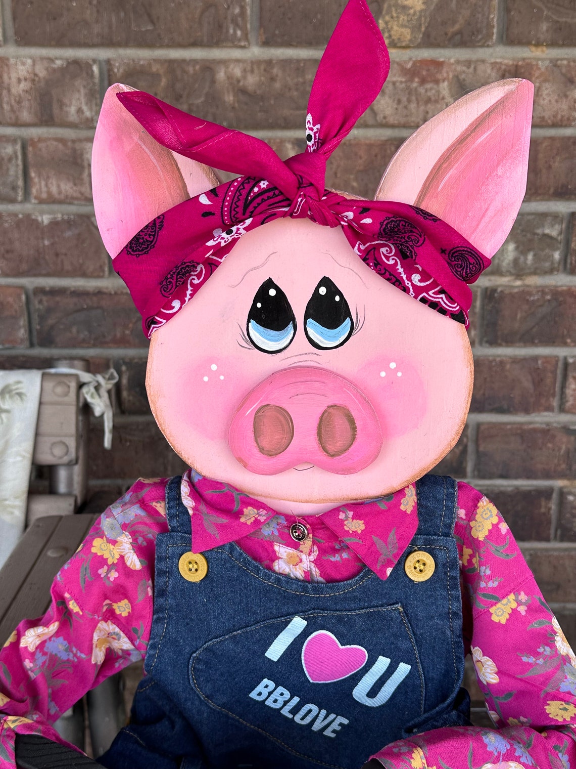 Pig Fall Porch Decoration, Hay Bale Decor, Posable Porch Sitter ...